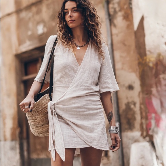 Mikuta | Dresses | Nwt Mikuta The Light Wrap Dress Cream Size Small ...